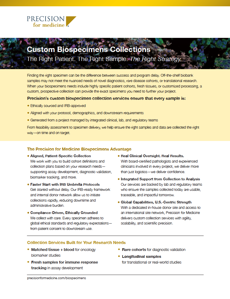 Custom Biospecimen Procurement | Precision for Medicine